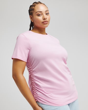 Pink Goddess Ruched Side T-Shirt | Simply Be
