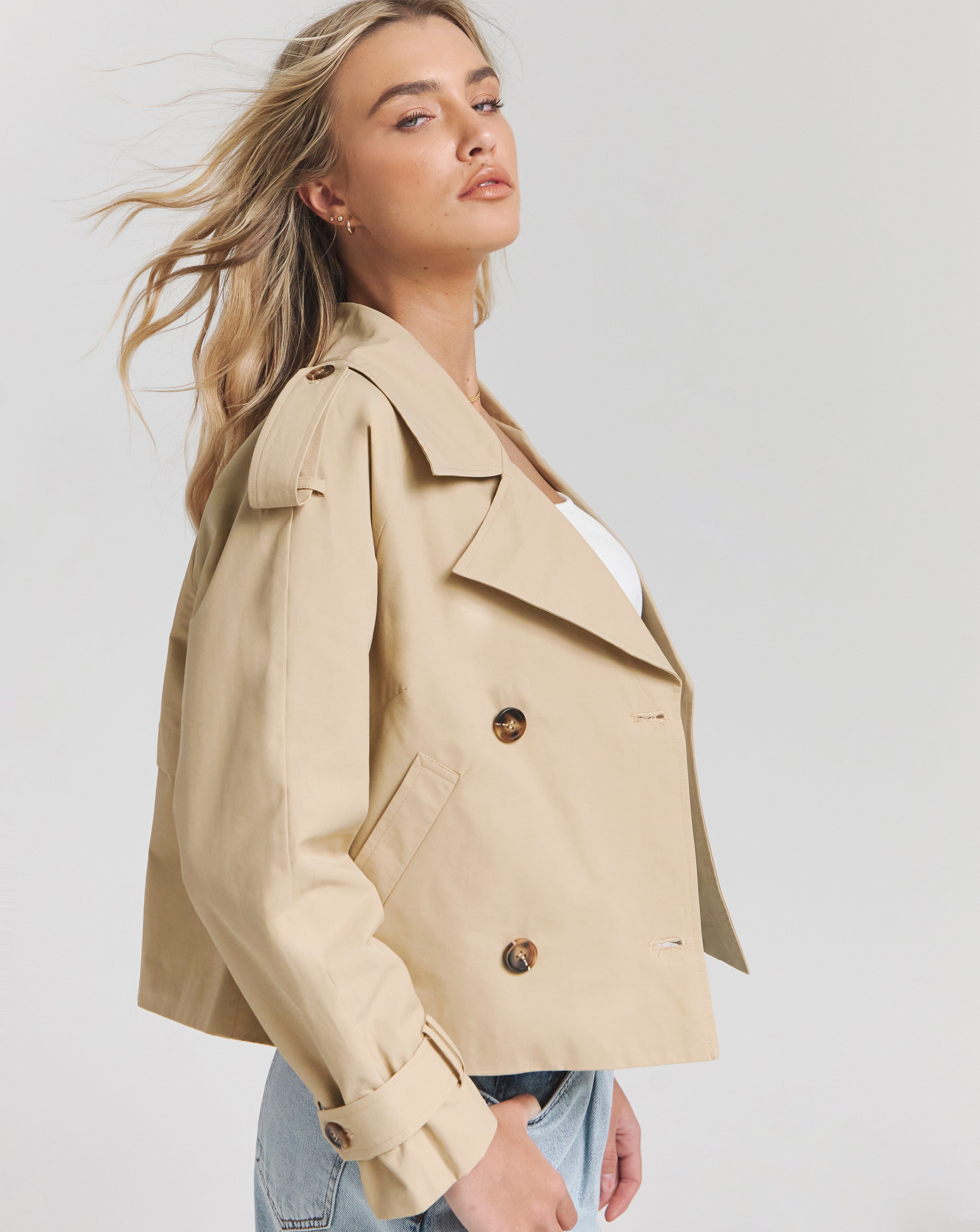 Camel Cropped Trench | Simply Be