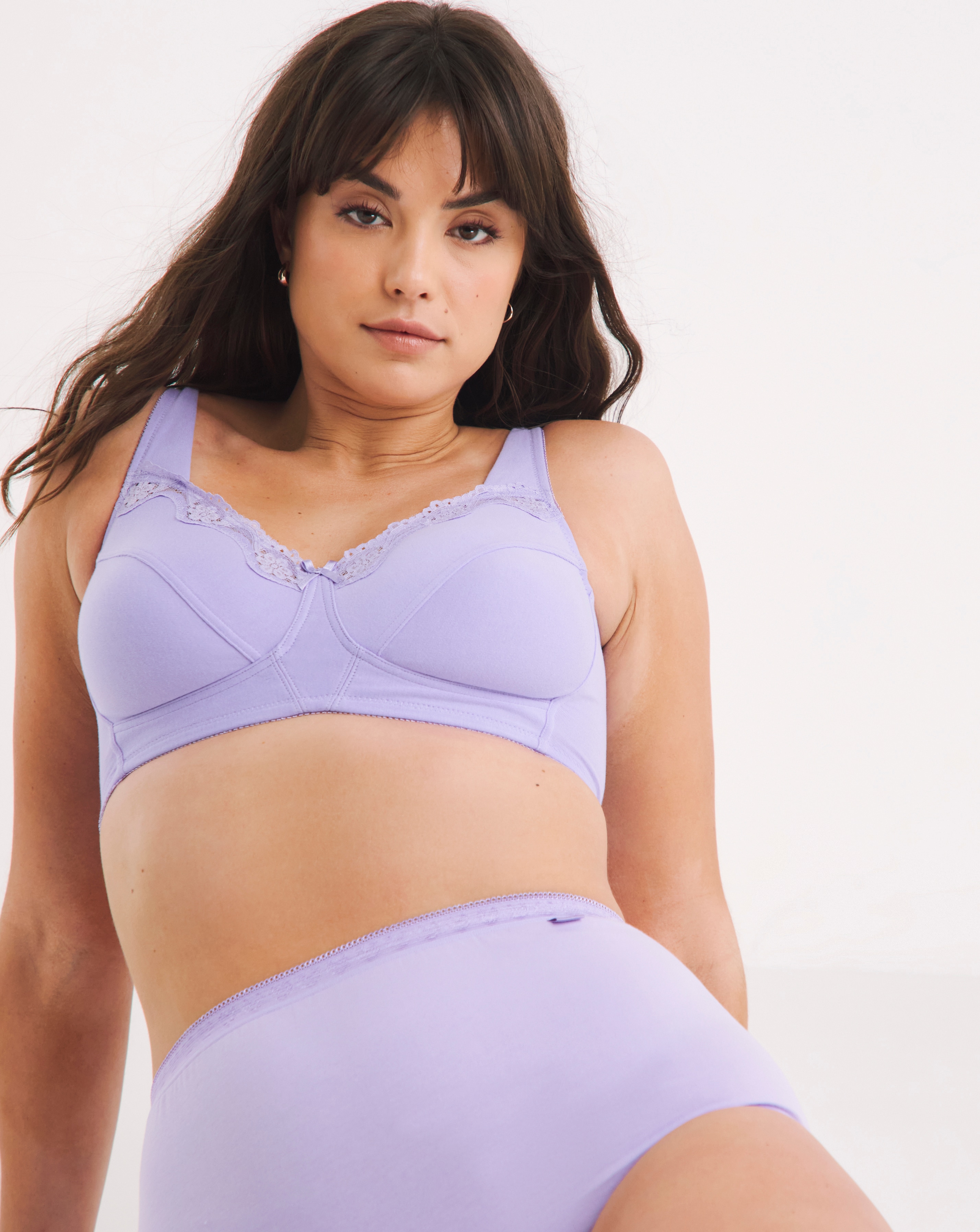 Pretty Secrets 2 Pack Full Cup Non Wired Bras B G Lavender Denim Simply Be