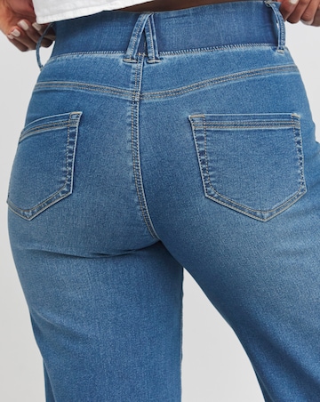 Mid Wash Wide Leg Pull On Jegging | Simply Be