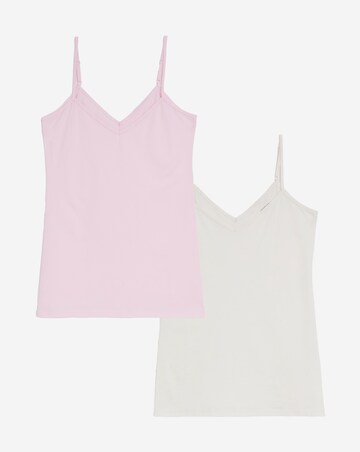 Simply Be Pink & Ivory 2 Pack V Neck Pure Cotton Longline Camis | Simply Be