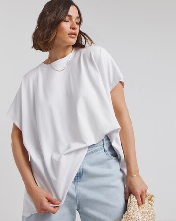 White Slouchy Dip Back T-Shirt | Simply Be