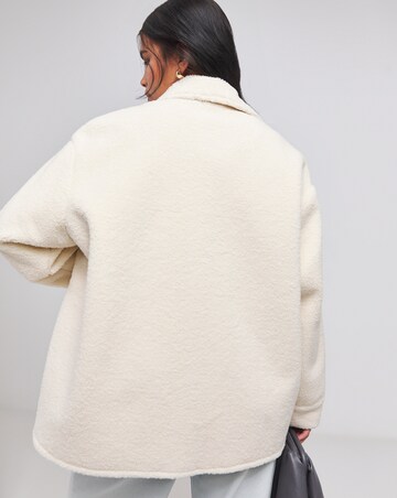 Off White Oversized Teddy Shacket | Simply Be