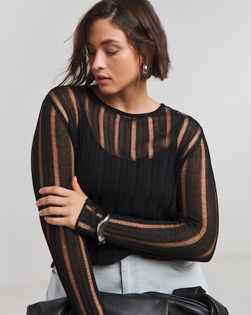 Black Ladder Knit Jumper | Simply Be
