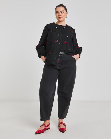 Embroidered Cherry Blouse with Tie Front Detailing | Simply Be