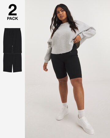 2 Pack Black/ Black Cycling Shorts | Simply Be