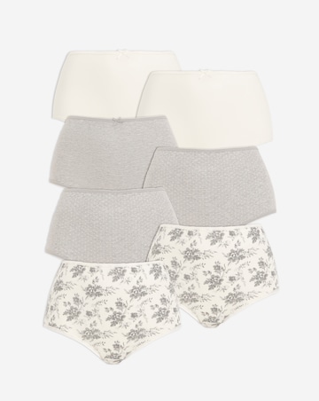 Pretty Secrets 7 Pack Cotton Full Brief Knickers -Floral Spot | Simply Be