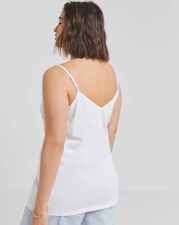 Blue & White 2 Pack V Neck Longline Camis | Simply Be