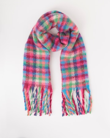 Bright Check Fluffy Blanket Scarf | Simply Be