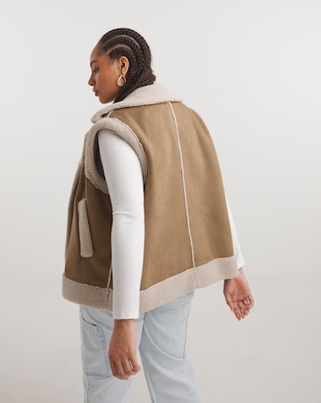 Tan Shearling Gilet | Simply Be