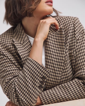 Houndstooth Single Breasted Blazer | Simply Be