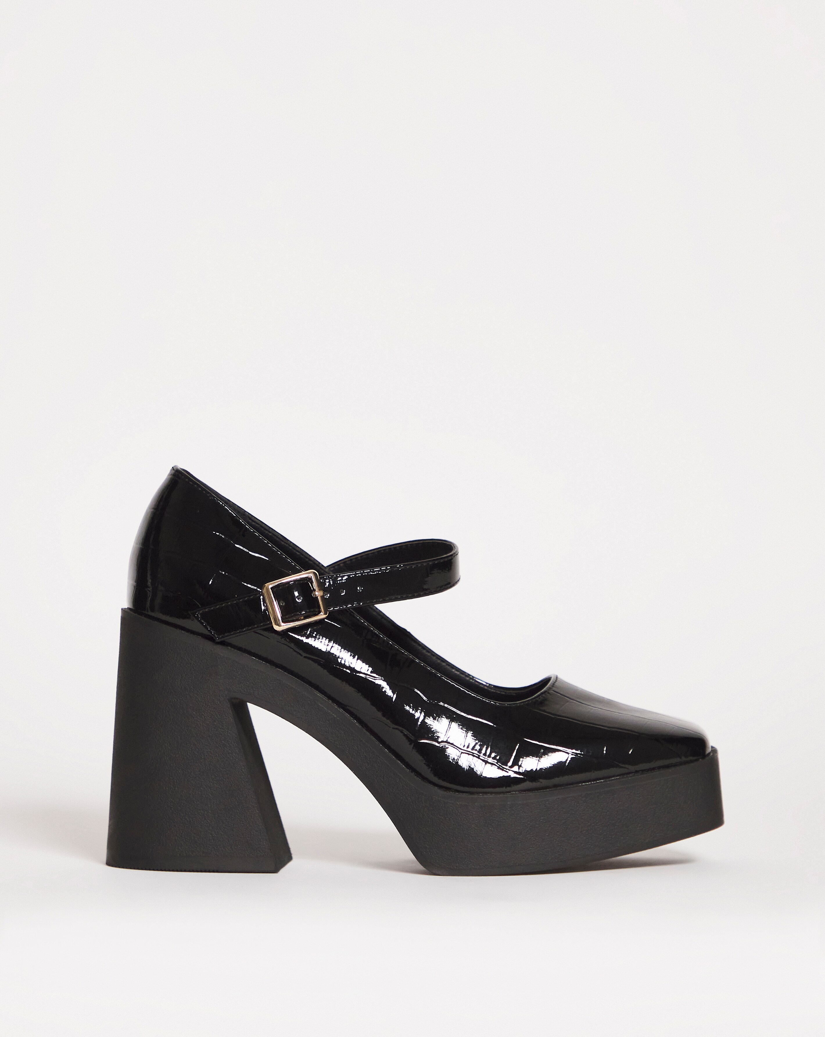 Reus Mary Jane Platform Heeled Shoes Wide Fit | Simply Be