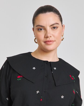 Embroidered Cherry Blouse with Tie Front Detailing | Simply Be