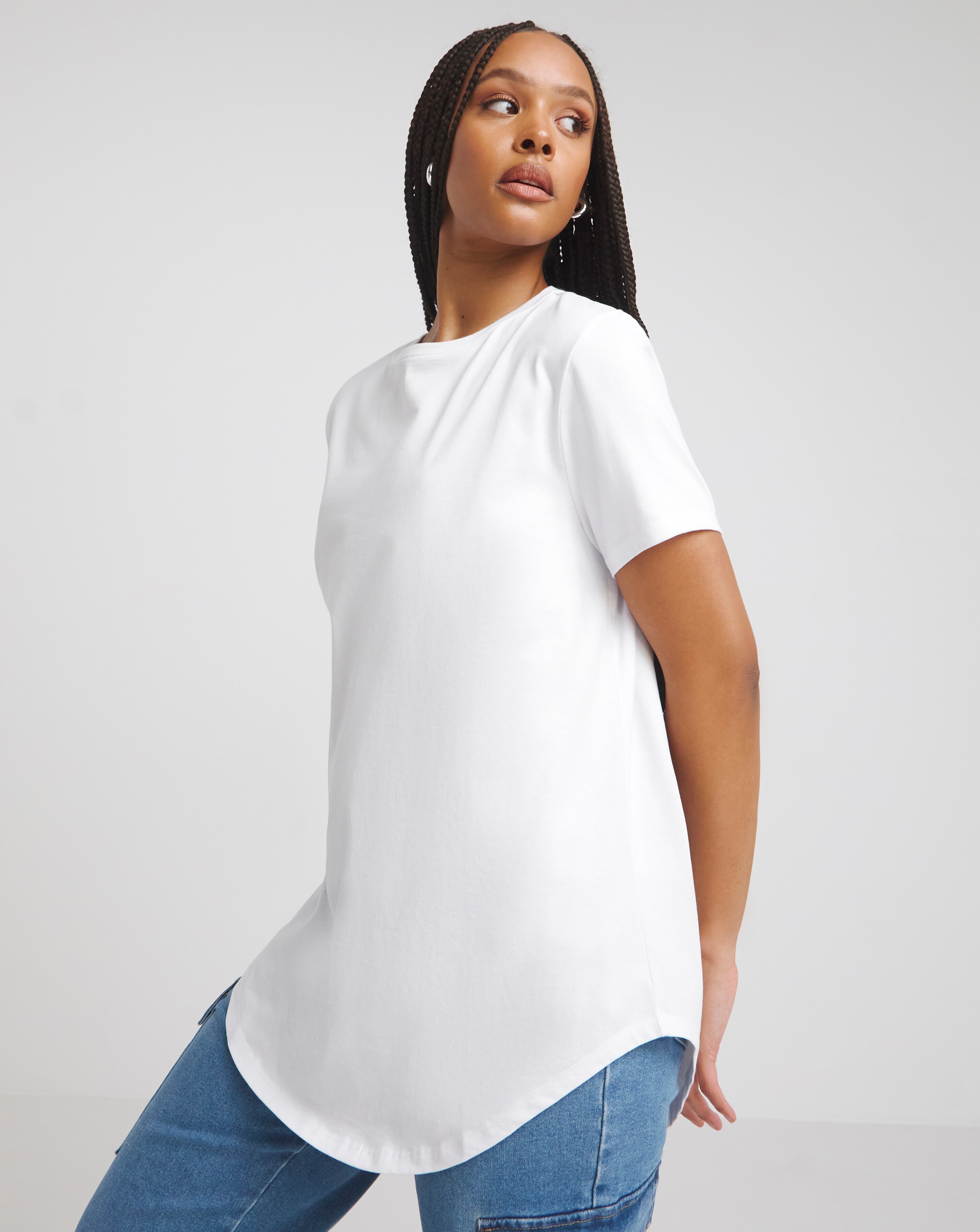 Black White 2 Pack Curved Hem Longline T Shirt Simply Be