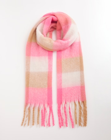 Pink Check Super Soft Blanket Scarf | Simply Be