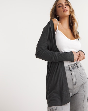 Charcoal Edge to Edge Cardi | Simply Be