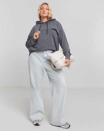 Acid Wash Curve Panel Detail Hoodie | Simply Be