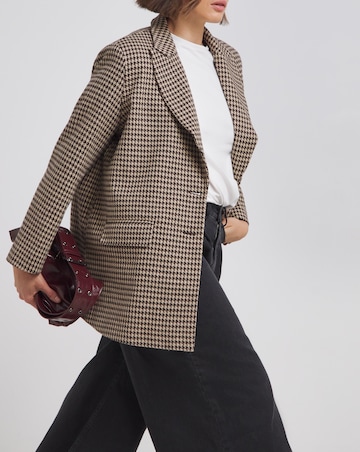Houndstooth Single Breasted Blazer | Simply Be