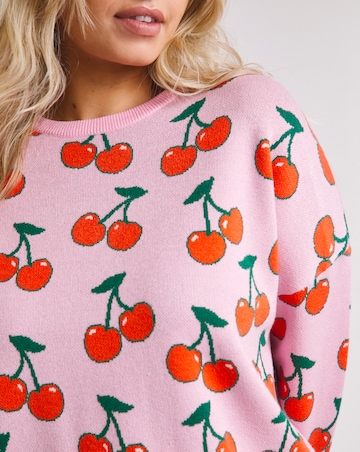 Pink & Red Cherry Pattern Jumper | Simply Be