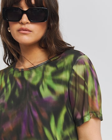 Multi Print Lined Mesh Top | Simply Be