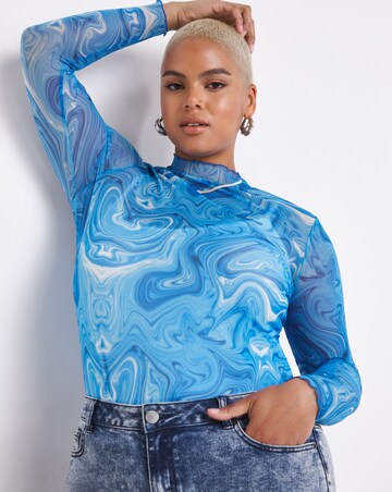 Marble Print Mesh Top | Simply Be
