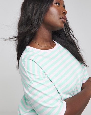 Pink Stripe Oversized Contrast Ringer T-Shirt | Simply Be