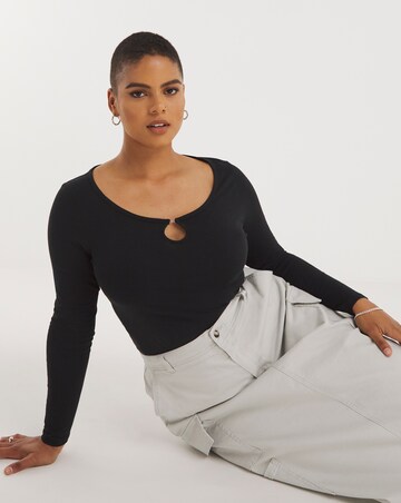 Black Keyhole Top | Simply Be