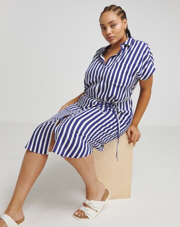 Blue/White Stripe Boxy Shirt Dress With Pockets | Simply Be