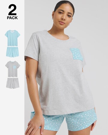 Pretty Secrets Value 2 Pack Pyjama Shortie Sets | Simply Be