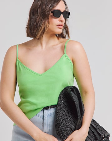 Black & Green 2 Pack V Neck Longline Camis | Simply Be