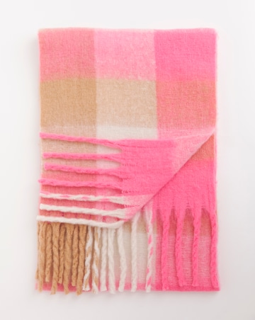 Pink Check Super Soft Blanket Scarf | Simply Be