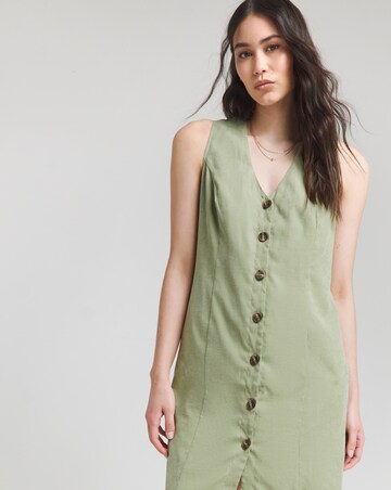 Sage Button Up Pinafore Dress | Simply Be