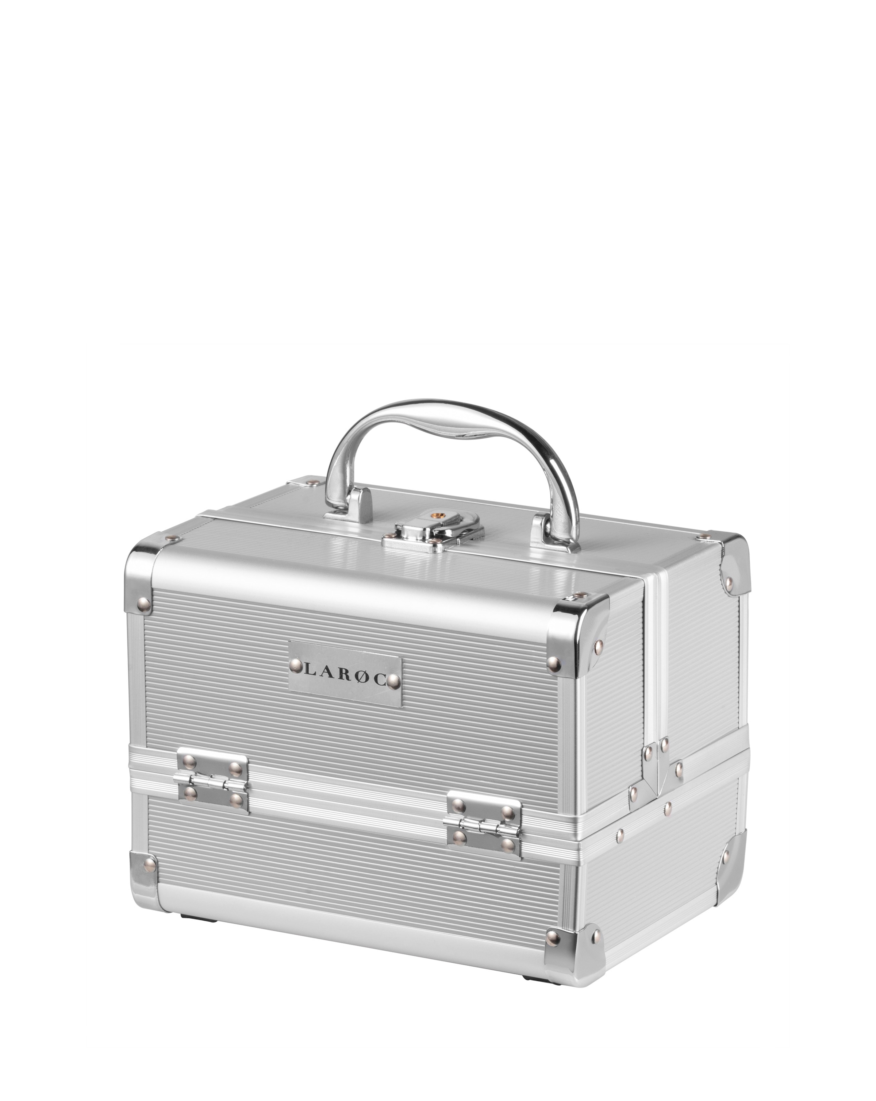 LaRoc Small Aluminium Makeup Case with Mirror - Silver | Simply Be