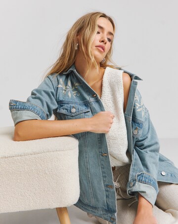 Vintage Wash Western Embroidered Jacket | Simply Be