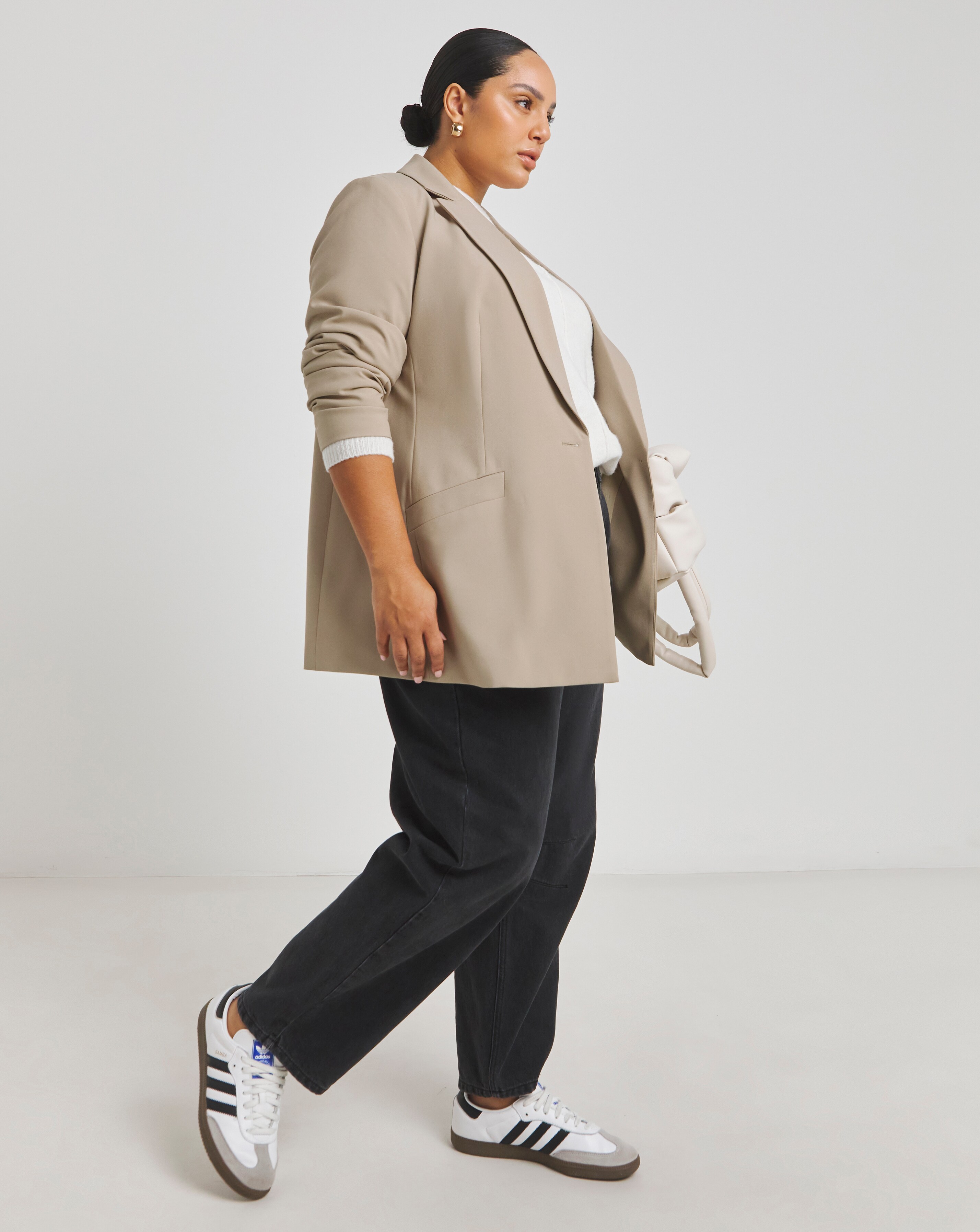 Neutral Single Breasted Blazer | Simply Be