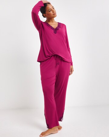 Pretty Secrets Viscose And Lace Hidden Support Pyjama Set | Simply Be