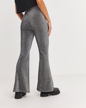 Silver Glitter Knit Jersey Flares | Simply Be