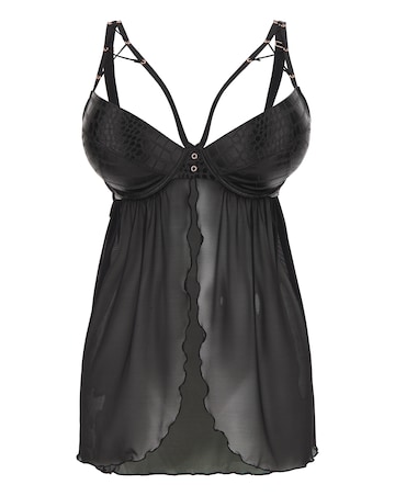 Figleaves Curve Forbidden Animal Embossed Babydoll | Simply Be