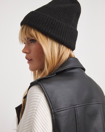 Black Ribbed Knitted Beanie | Simply Be