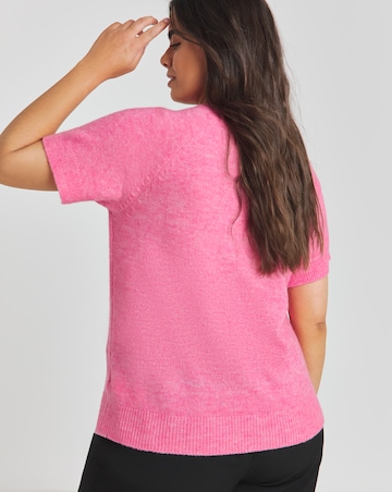 Simply Be Pink Short Sleeve Crew Neck Jumper | Simply Be