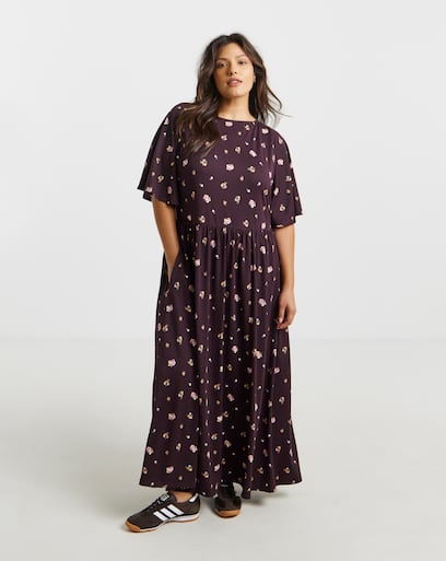 Ditsy Print Boat Neck Midi Dress | Simply Be