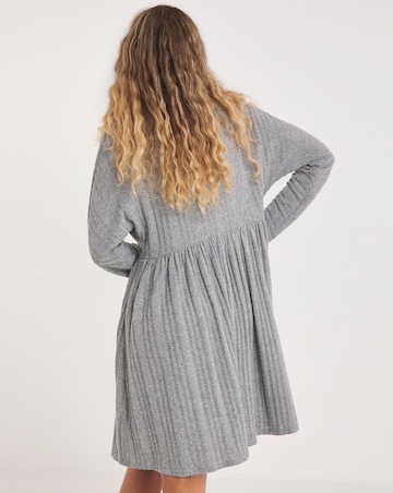 Grey Wrap Front Ribbed Smock Dress | Simply Be