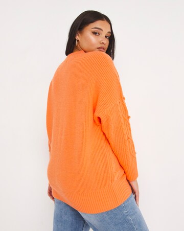 Orange Dolman Sleeve Cable Jumper | Simply Be