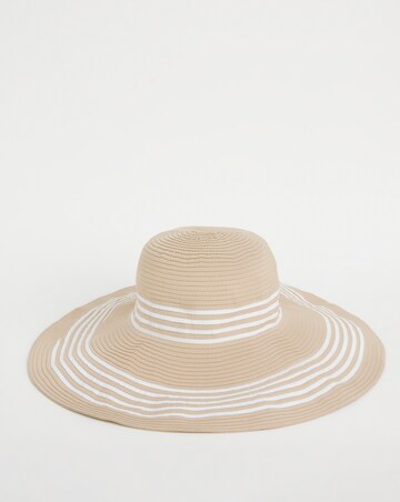 Natural Wide Brim Stripe Detail Hat | Simply Be