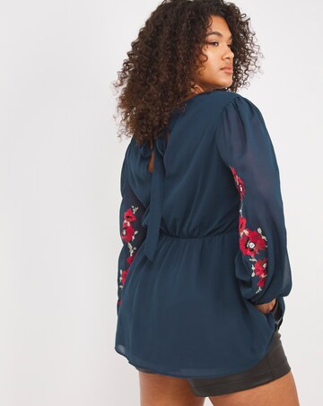 Lovedrobe Embroidered Peplum Top | Simply Be