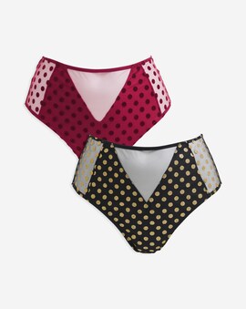 Pretty Secrets (2 Pack) Hannah Spot Full Brief Knickers Black/Almond ...