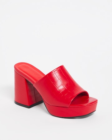 Parla Mule Heeled Platform Sandals Ex Wide Fit | Simply Be