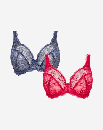 Pretty Secrets 2 Pack Ella Lace Full Cup Wired Bras | Simply Be