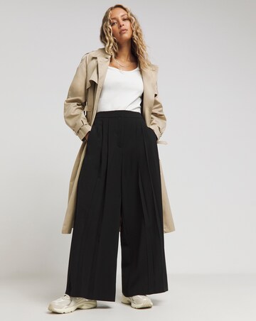 Black Magisculpt Pleated Wide Leg Trousers Regular | Simply Be