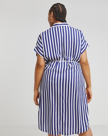 Blue/White Stripe Boxy Shirt Dress With Pockets | Simply Be